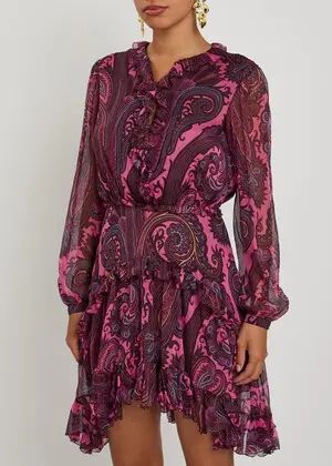 Etro Paisley Print Silk Chiffon Mini Dress - Multicoloured