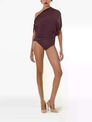 Wolford Asymmetric Neck Bodysuit - Red