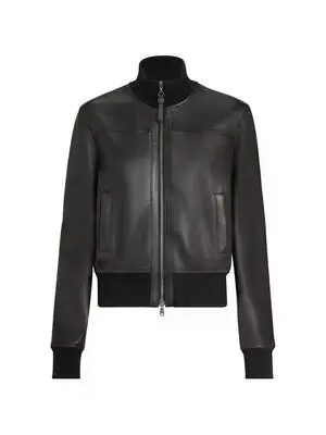 Brunello Cucinelli Nappa Leather Bomber Jacket With Monili - Black