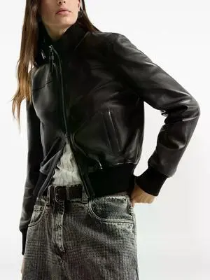 Brunello Cucinelli Nappa Leather Bomber Jacket With Monili