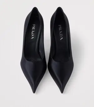 Prada Satin Pointed Toe Stiletto Pumps - Blue