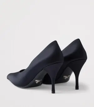 Prada Satin Pointed Toe Stiletto Pumps - Blue