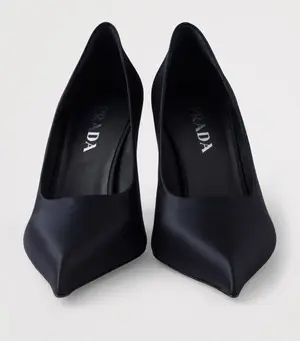 Prada Satin Pointed Toe Stiletto Pumps - Blue