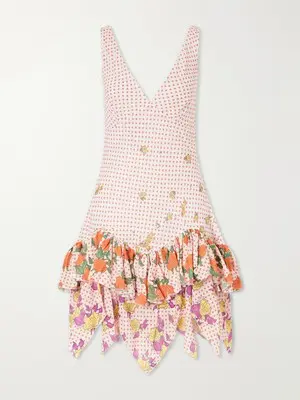 DONDE ESTEBAN Donde Esteban Pajaritos Y Rosas Ruffled Mini Dress Multi