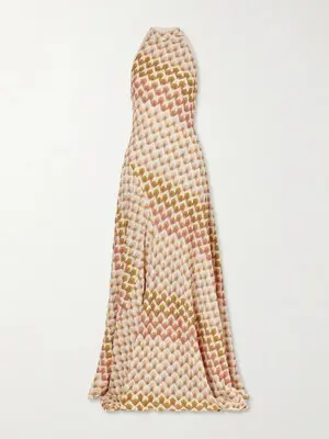Missoni Striped Metallic Crochet-knit Halterneck Maxi Dress - Multi