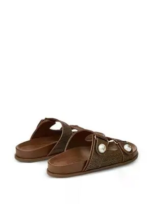 JIMMY CHOO Fayence Raffia Flat Sandals