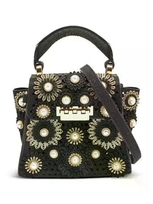 Zac Posen Earhta Faux Pearl Embellished Top Handle Bag - Black