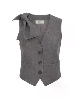 Monse Bow-detail Cropped Vest - Grey