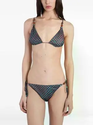 SIEDRES Embellished Checkered Triangle Bikini - Brown
