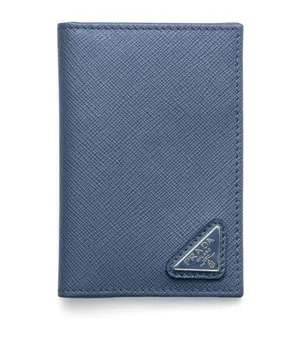 Prada Saffiano Leather Bifold Card Holder - Blue