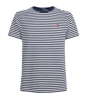 Polo Ralph Lauren Cotton Stripe Polo Pony Slim T-shirt - Navy