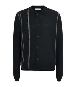 Commas Cotton-cashmere Stripe Cardigan - Black