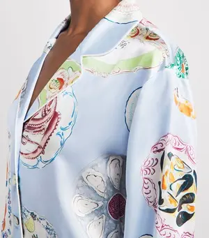 Olivia Von Halle Silk Seafood Lila Pyjama Set - Blue