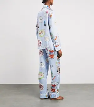 Olivia Von Halle Silk Seafood Lila Pyjama Set - Blue