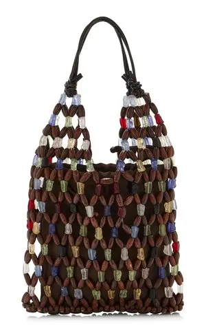 Staud Kelly Beaded Shoulder Bag - Brown