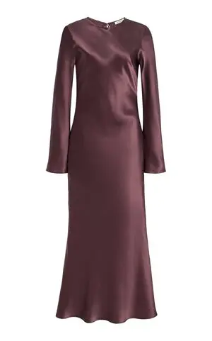 BY MALENE BIRGER Silk Satin Maxi Dress With Floral Appliqu - Purple