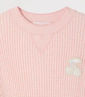 Bonpoint Waffle Finish T-shirt With Appliqué Cherry Patch