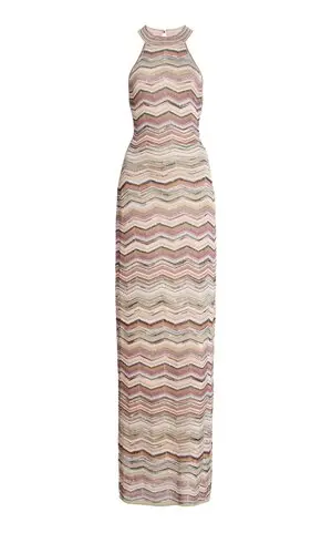 Missoni Sleeveless Zigzag Pattern Maxi Dress - Multi