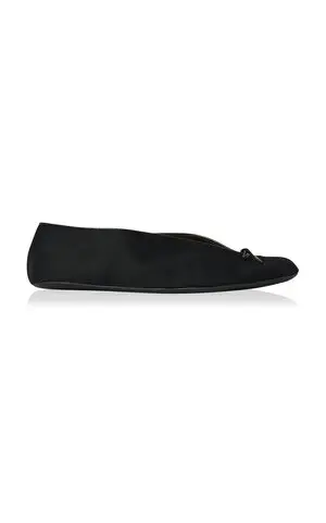 THE ROW Fay Bow Wool Flats - Black