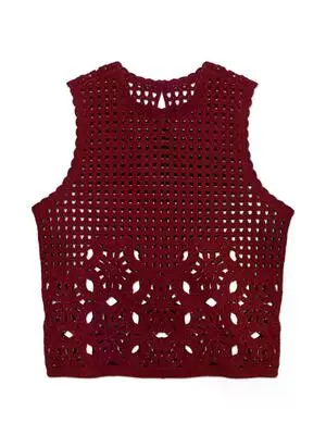 FRAME Crochet Sleeveless Top - Red