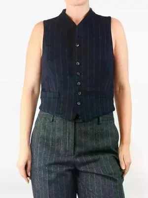 ZANINI Pinstripe Wool Waistcoat - Blue