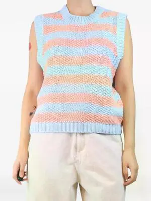STELLA NOVA Striped Knit Vest - Blue