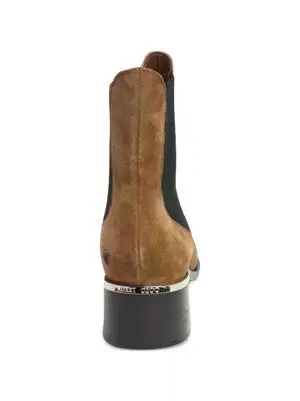 JIMMY CHOO Suede Almond Toe Elasticated Side Panel Block Heel Ankle Boots