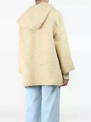 Celine Hooded Duffle Coat In Beige Boucl