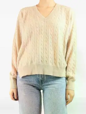 Brunello Cucinelli Cable Knit V-neck Sweater - Neutrals