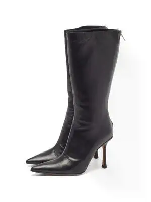 JIMMY CHOO Leather Mid-calf Stiletto Boots