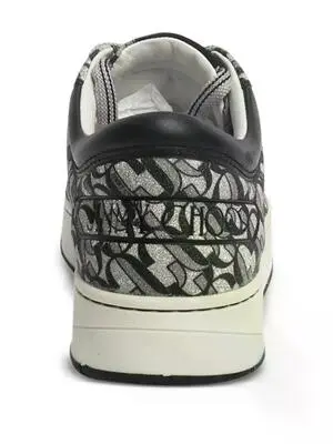 JIMMY CHOO Monogram Glitter Lace-up Sneakers