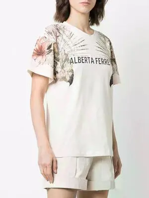 Alberta Ferretti Floral Print Cotton T-shirt