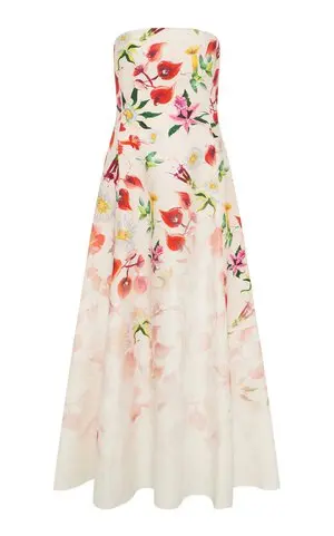 Gabriela Hearst Alessia Strapless Floral Linen Maxi Dress - Multi