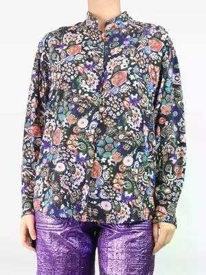 ISABEL MARANT VINTAGE Floral-print Silk-blend Blouse - Black