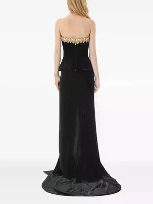 DINA MELWANI Crystal-trim Velvet Maxi Dress