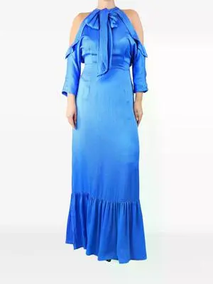 Safiyaa Ruffle-trim Cold-shoulder Maxi Dress