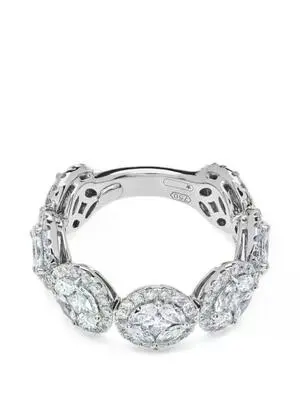 JEWELS AFICIONADO Diamond Halo Ring In 18k White Gold - Silver