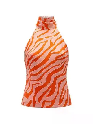 TOCCIN Izzie Zebra-print Halterneck Blouse - Orange