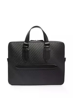 LANCEL Charlie Embossed Leather Briefcase