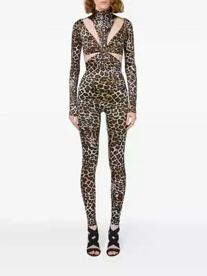 Elisabetta Franchi Leopard-print Cut-out Jumpsuit