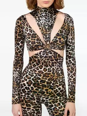 Elisabetta Franchi Leopard-print Cut-out Jumpsuit