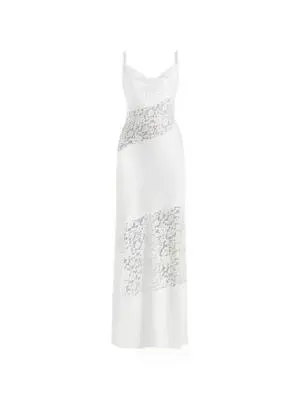 Manière De Voir Asymmetric Lace Maxi Dress - White
