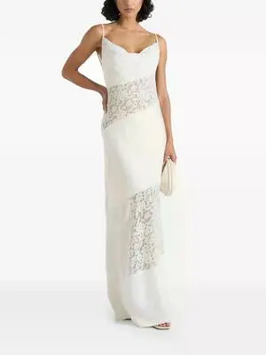 Manière De Voir Asymmetric Lace Maxi Dress - White