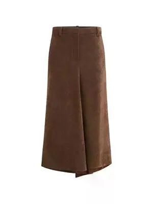 Brunello Cucinelli Fluid Corduroy Flute Skirt With Monili