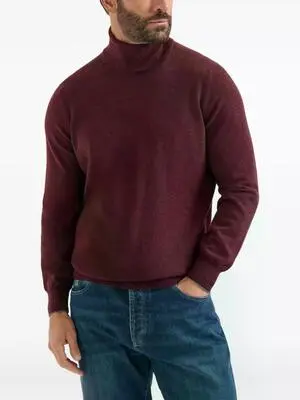 Brunello Cucinelli Mouliné Cashmere Turtleneck Sweater - Red