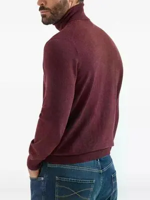 Brunello Cucinelli Mouliné Cashmere Turtleneck Sweater - Red
