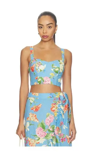Yumi Kim Korfu Printed Linen-blend Crop Top - Multi