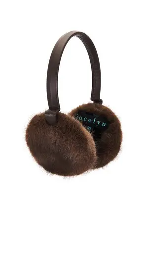 Jocelyn Faux Mink & Leather Earmuffs - Brown