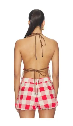 SEROYA Deza Halterneck Top With Leather Straps