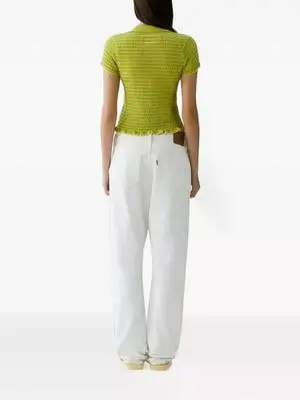 Guest In Residence Smocked Shrunken Polo Shirt - Green